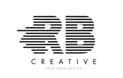 Creative white letters rb r b logo with leading Vector Image