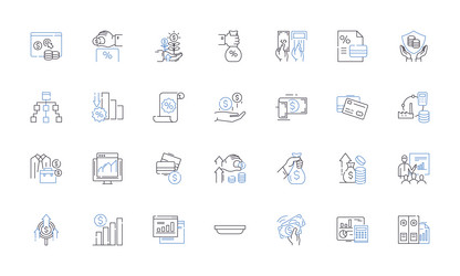 Tax line icons collection income deductions Vector Image