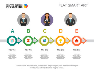 Five steps teamwork chart slide template Vector Image