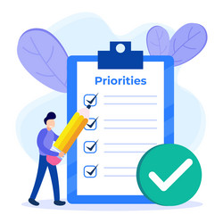 Graphic cartoon character of priorities Royalty Free Vector