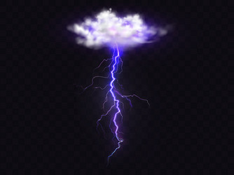 Realistic blue lightning with grey cloud Vector Image