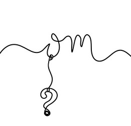 Sign of om with question mark as line drawing Vector Image