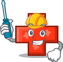 Mechanic cross mascot cartoon style Royalty Free Vector