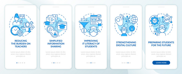 Ict benefits in education blue gradient Royalty Free Vector Ict benefits in education blue gradient Royalty Free Vector