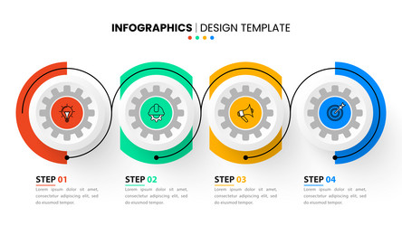 Infographic template 4 gears in a row Royalty Free Vector