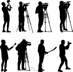 News reporter silhouettes journalist Royalty Free Vector