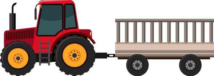 Many farm animals riding tractor on white Vector Image
