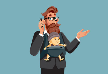 Busy father multitasking super dad cooking Vector Image