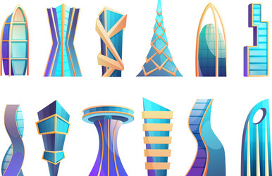 Future urban and alien city buildings skyscrapers Vector Image