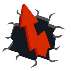 Red arrow break wall cracks and fragments Vector Image