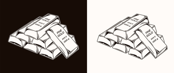 Isolated stack of bars of pure gold Royalty Free Vector