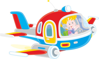 Little boy piloting a toy jet plane Royalty Free Vector