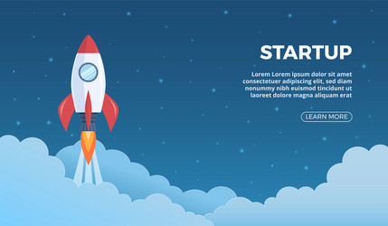 Set ofstartup rocket launch in cartoon style Vector Image