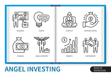 Hedge fund infographics linear icons collection Vector Image