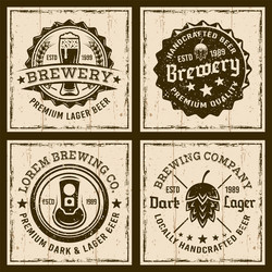 Beer vintage emblems labels prints Royalty Free Vector Image