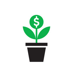 Coin leaf sprout money grow investment logo icon Vector Image