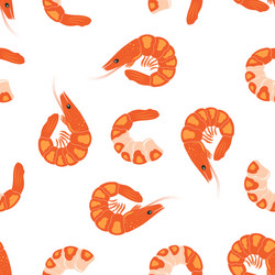 Hand drawn seafood seamless pattern shrimp Vector Image