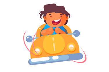 Cartoon little boy driving racing car Royalty Free Vector