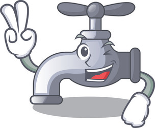 Waving water tap installed in cartoon bathroom Vector Image