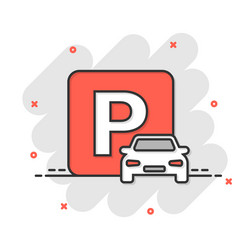 Car parking icon in flat style auto stand Vector Image