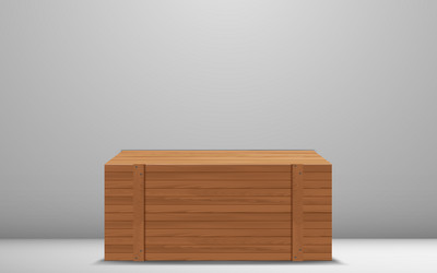 3d wooden square box on wooden table Royalty Free Vector