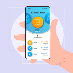 Bitcoin balance wallet smartphone interface Vector Image