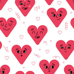 Faces seamless pattern emotions doodle Royalty Free Vector