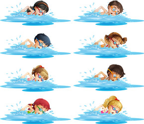 Kids swimming happy children water sport in pool Vector Image