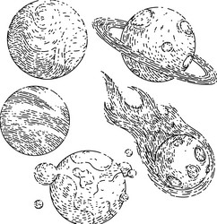 Planet magic sketch hand drawn Royalty Free Vector Image