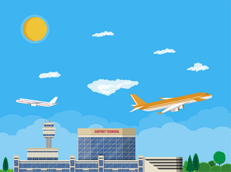 Airport control tower terminal building Royalty Free Vector