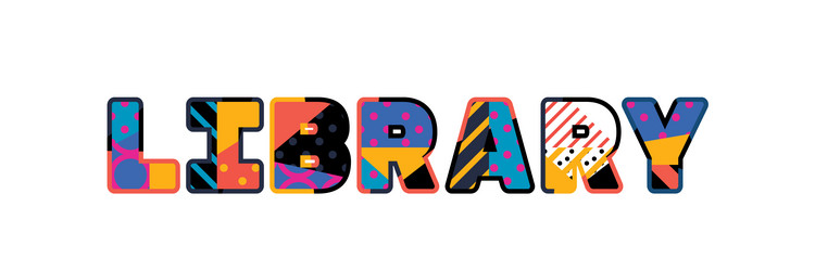 Font design for word library with happy boy Vector Image