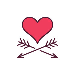 Cupid bow and arrow with heart Royalty Free Vector Image