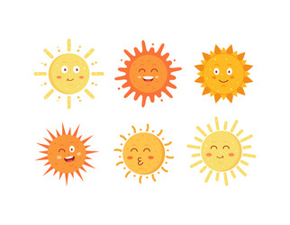 Funny hand drawn sun cute Royalty Free Vector Image