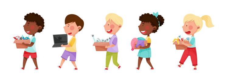 Little kids recycling sorting garbage and waste Vector Image