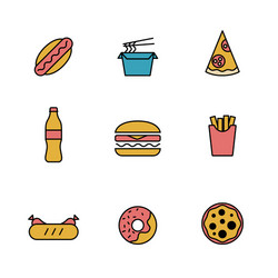 Set fast food meal Royalty Free Vector Image - VectorStock