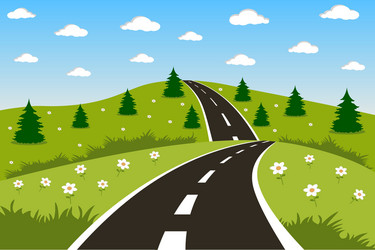 Cartoon downtown road landscape Royalty Free Vector Image