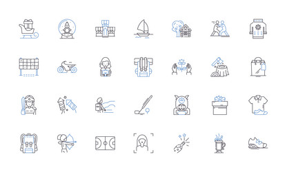 Pursuit line icons collection chase hunt quest Vector Image