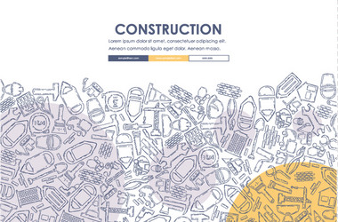 Construction doodle website template design Vector Image