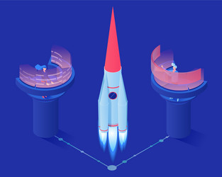 Launch vehicles isometric blueprints Royalty Free Vector
