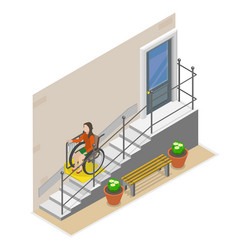 Isometric ramp for wheelchair entry way Royalty Free Vector