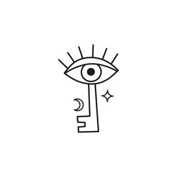 Doodle boho third eye and lightning Royalty Free Vector