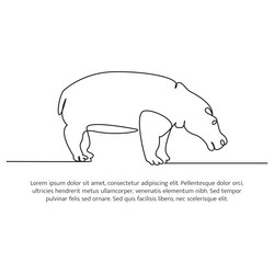Hippo line design simple animal silhouette Vector Image
