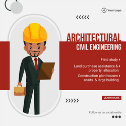 Architectural civil engineering landscape banner Vector Image