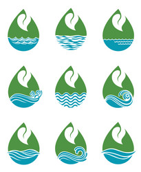 Water drop logo - icon set Royalty Free Vector Image