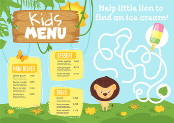 Kids food menu design template Royalty Free Vector Image