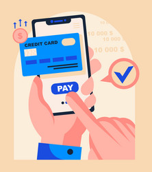 Pay in one click application for online payments Vector Image