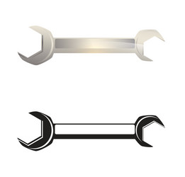 Spanner outline black and white drawing Royalty Free Vector
