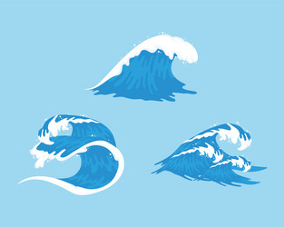 Ocean three waves Royalty Free Vector Image - VectorStock