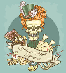 Victorian skull label Royalty Free Vector Image
