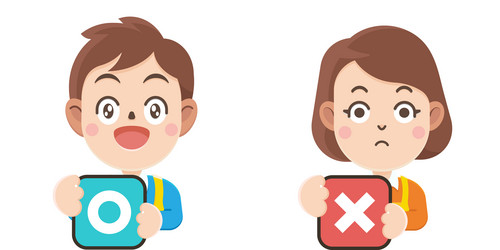 Girl holding a wrong sign showing correct sign Vector Image